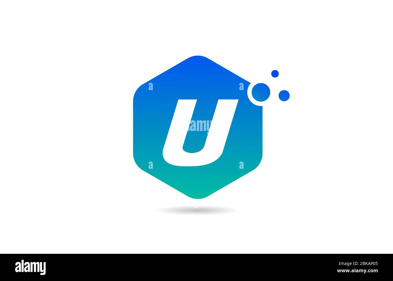 green blue U alphabet letter logo icon design with rhombus for business ...