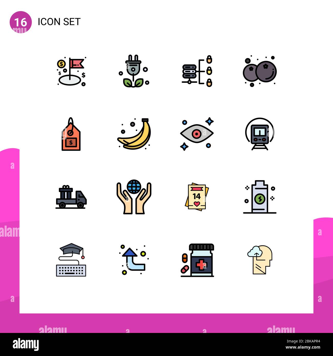 Stock Vector Icon Pack of 16 Line Signs and Symbols for label, tag ...