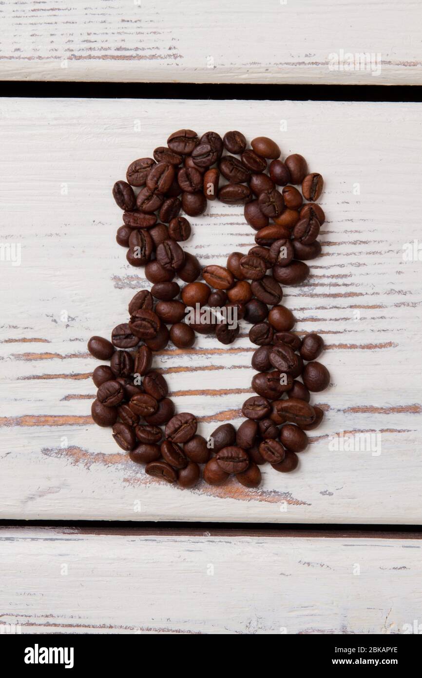 Number eight made of brown roasted coffee beans Stock Photo - Alamy
