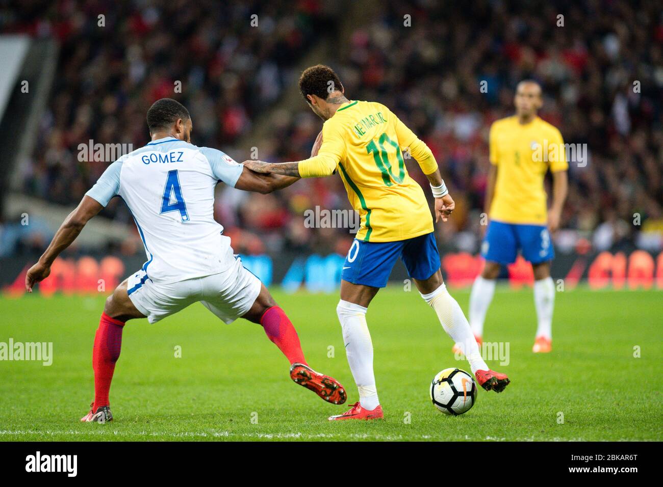 National team of Brazil at Wembley in match against England Stock Photo ...