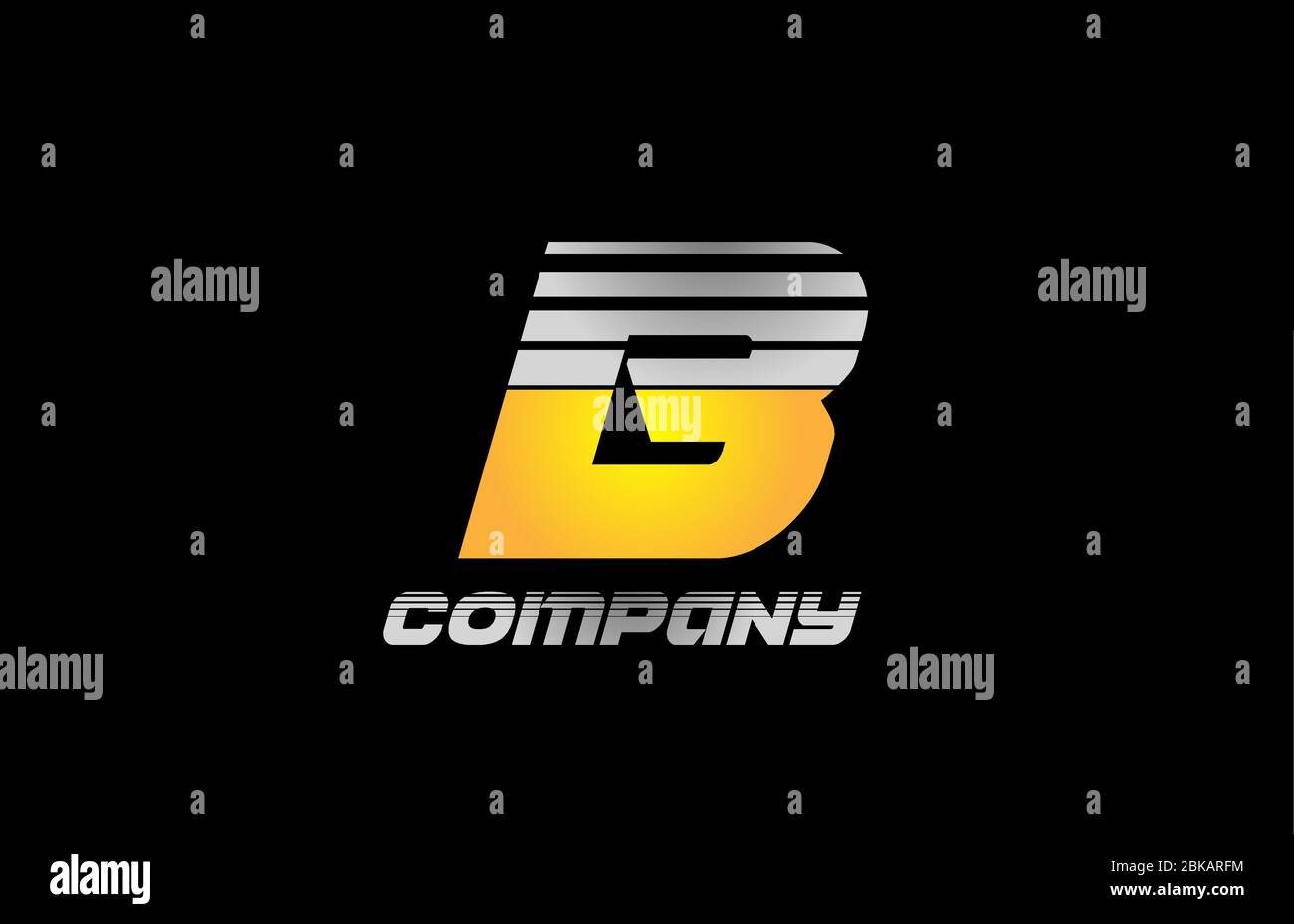 B alphabet letter logo icon for company and business with yellow ...