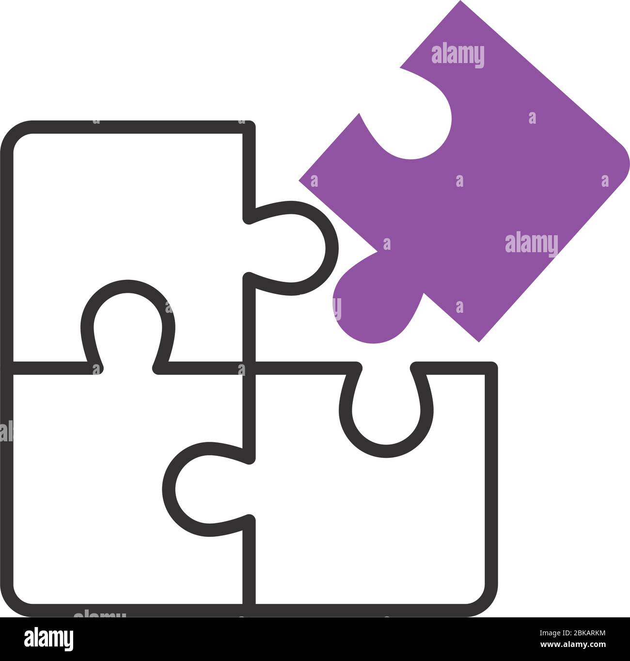 jigsaw puzzles icon over white background, half line half color style ...