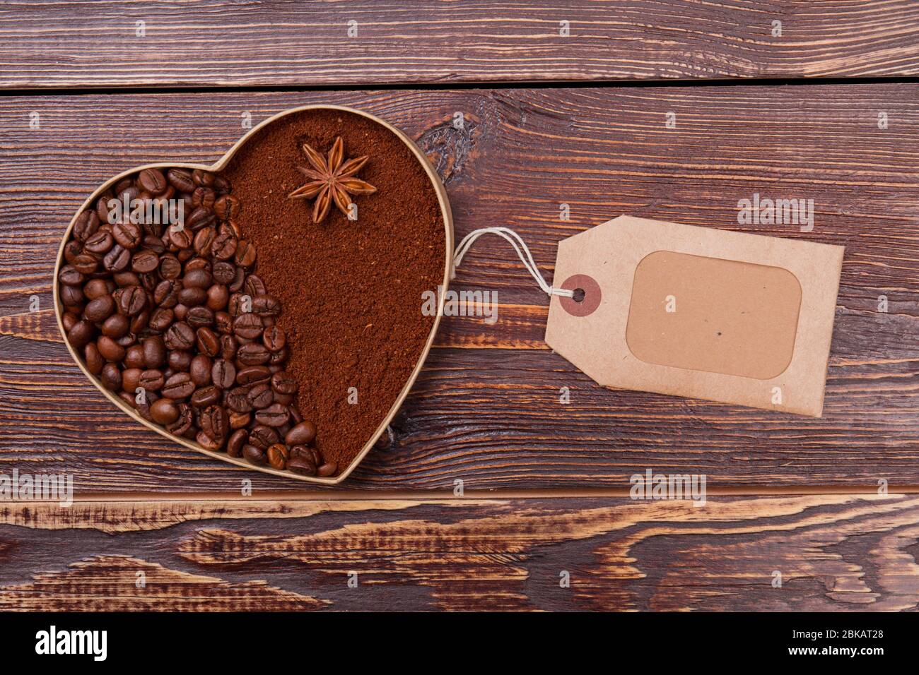 Heart form made of coffee beans and instant coffee Stock Photo - Alamy