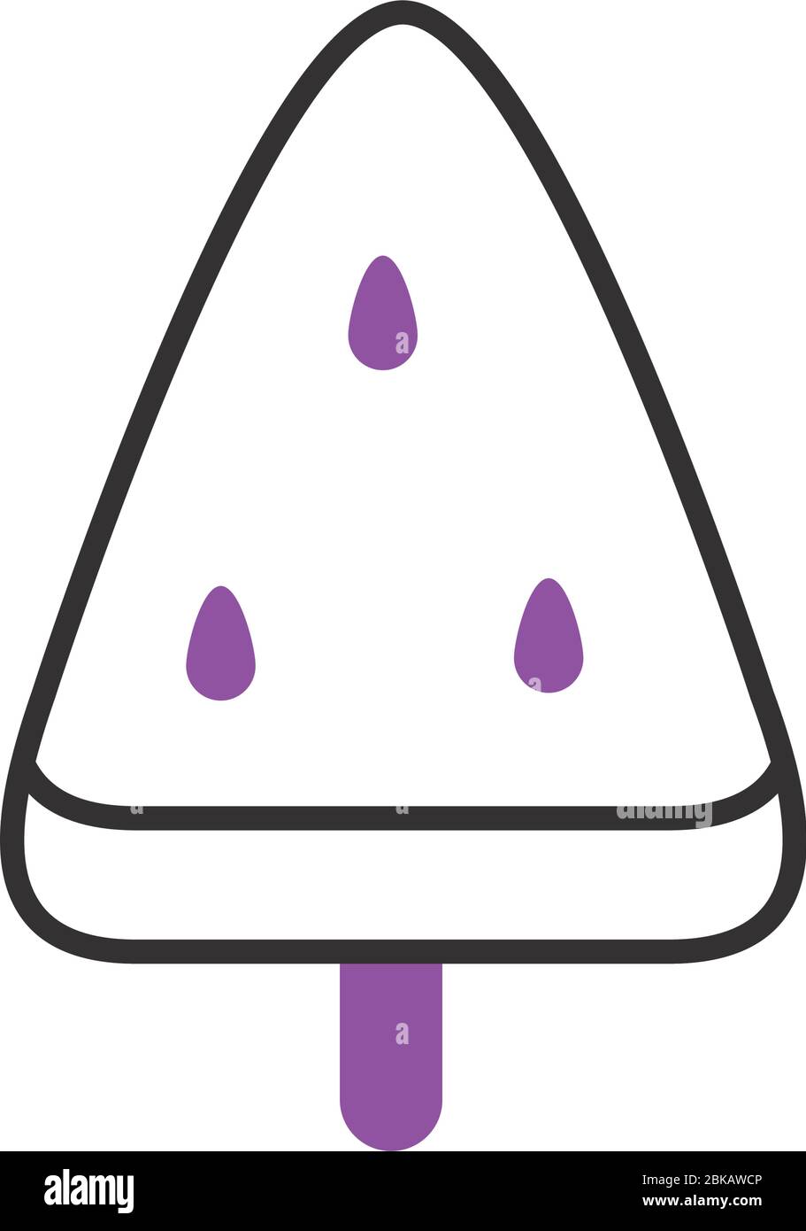 watermelon ice lolly icon over white background, half line half color ...