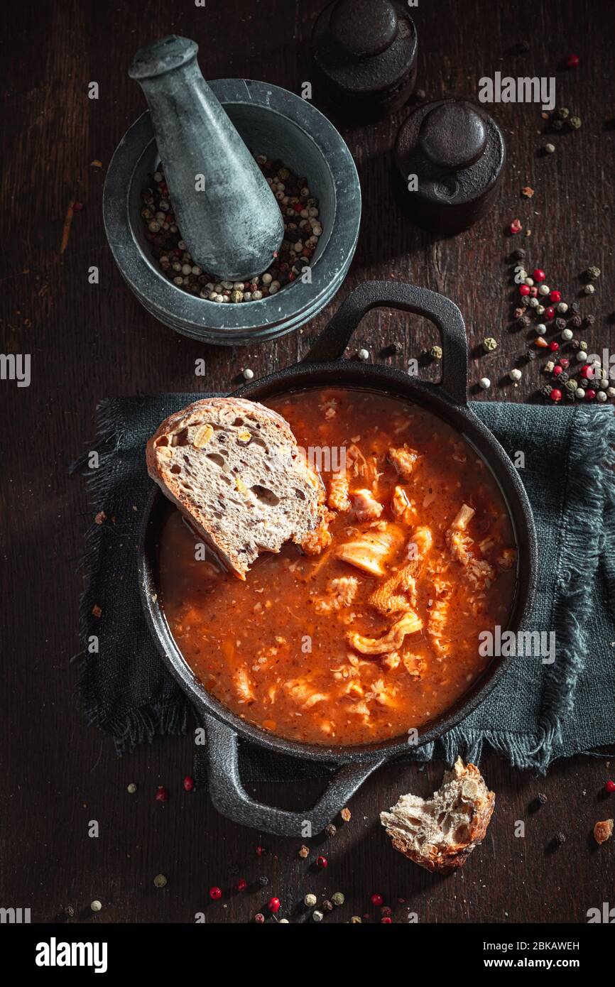 Yummy tripe soup seasoned with a mix of peppers Stock Photo - Alamy