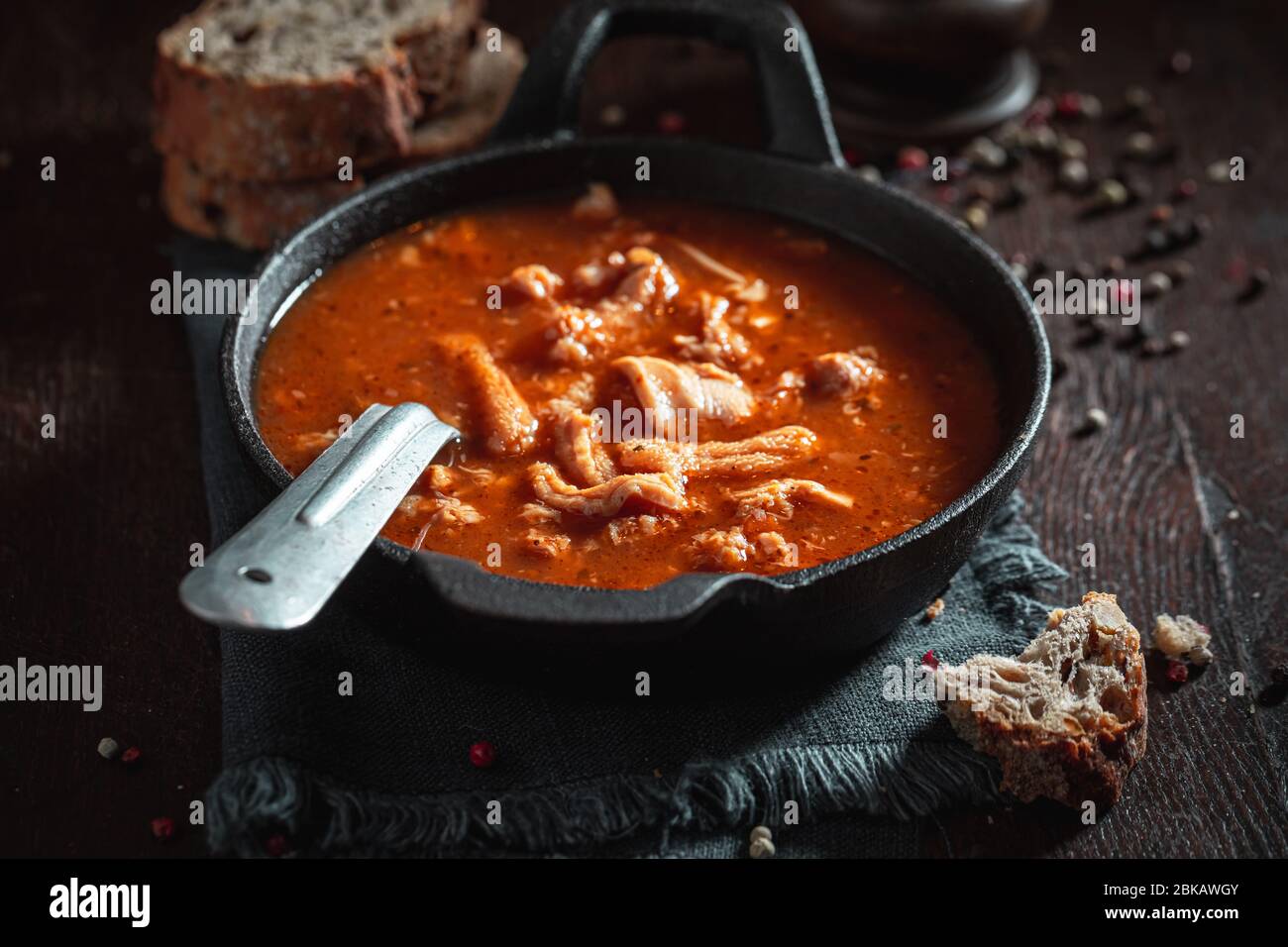 Tasty tripe soup seasoned with a mix of peppers Stock Photo - Alamy