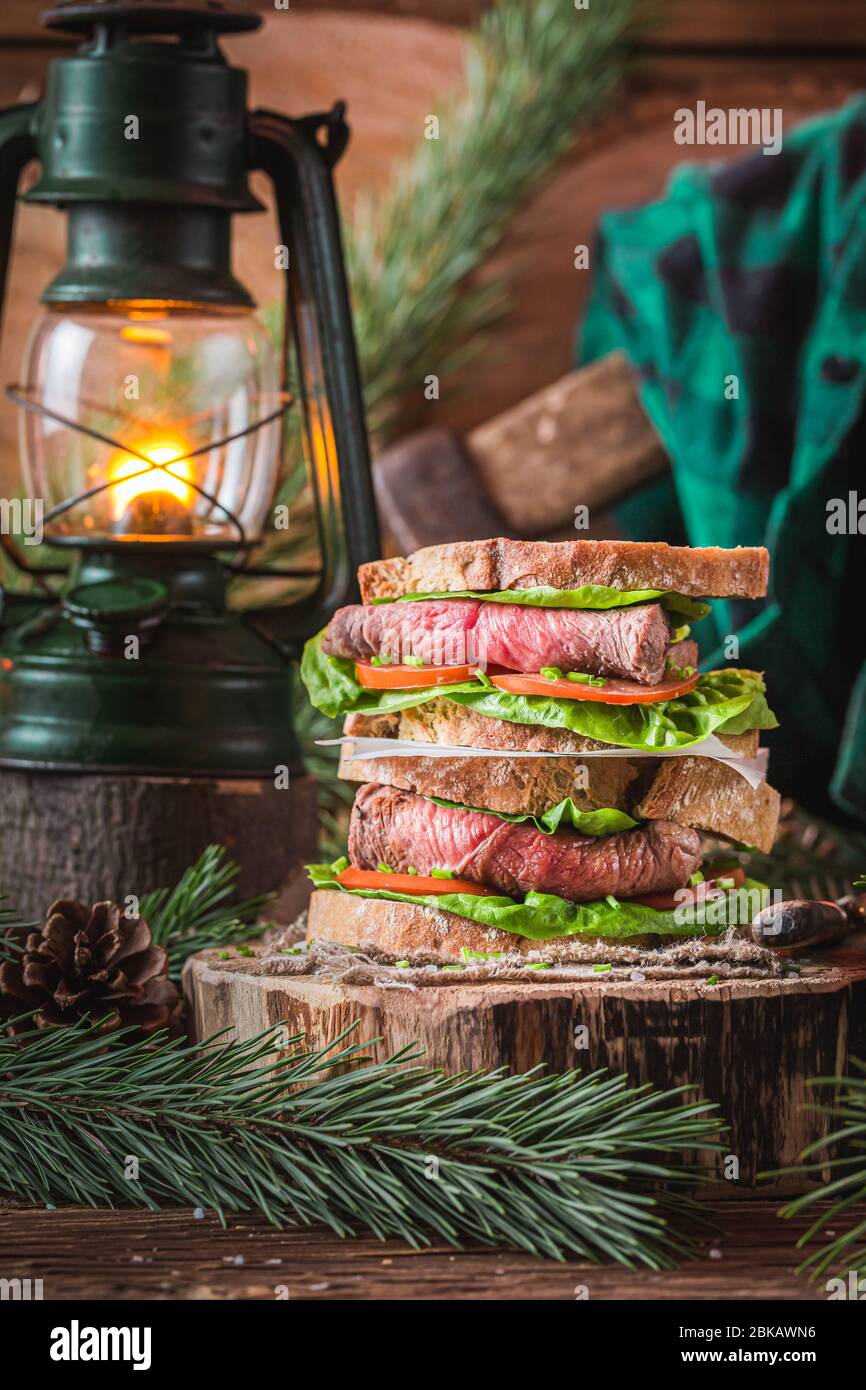 Homemade sandwich with fresh vegetables and beef Stock Photo - Alamy