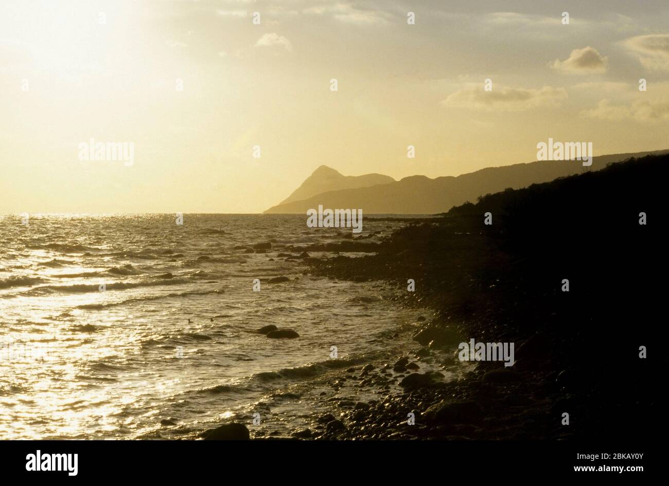 profil of holy island from corrie shore, arran Stock Photo - Alamy