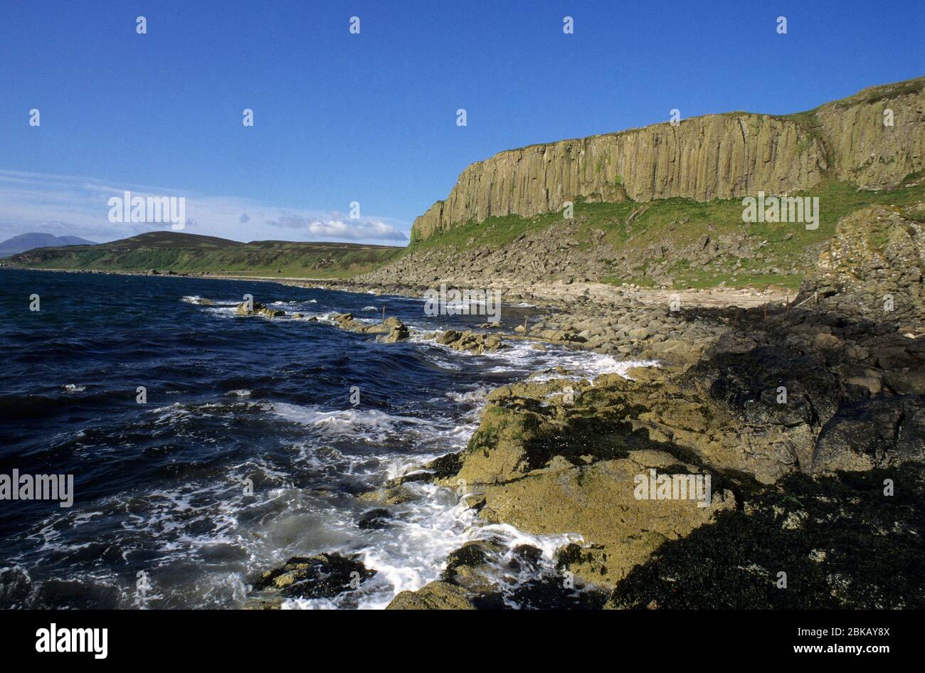 view to the igneous structure and fort at Drumadoon from Shiskine golf ...