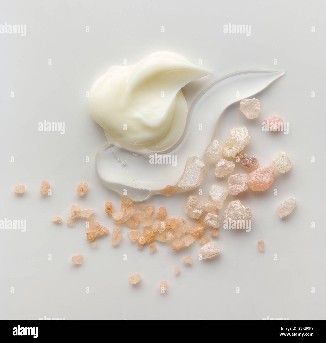 composition of various cosmetic products on white background, top view ...