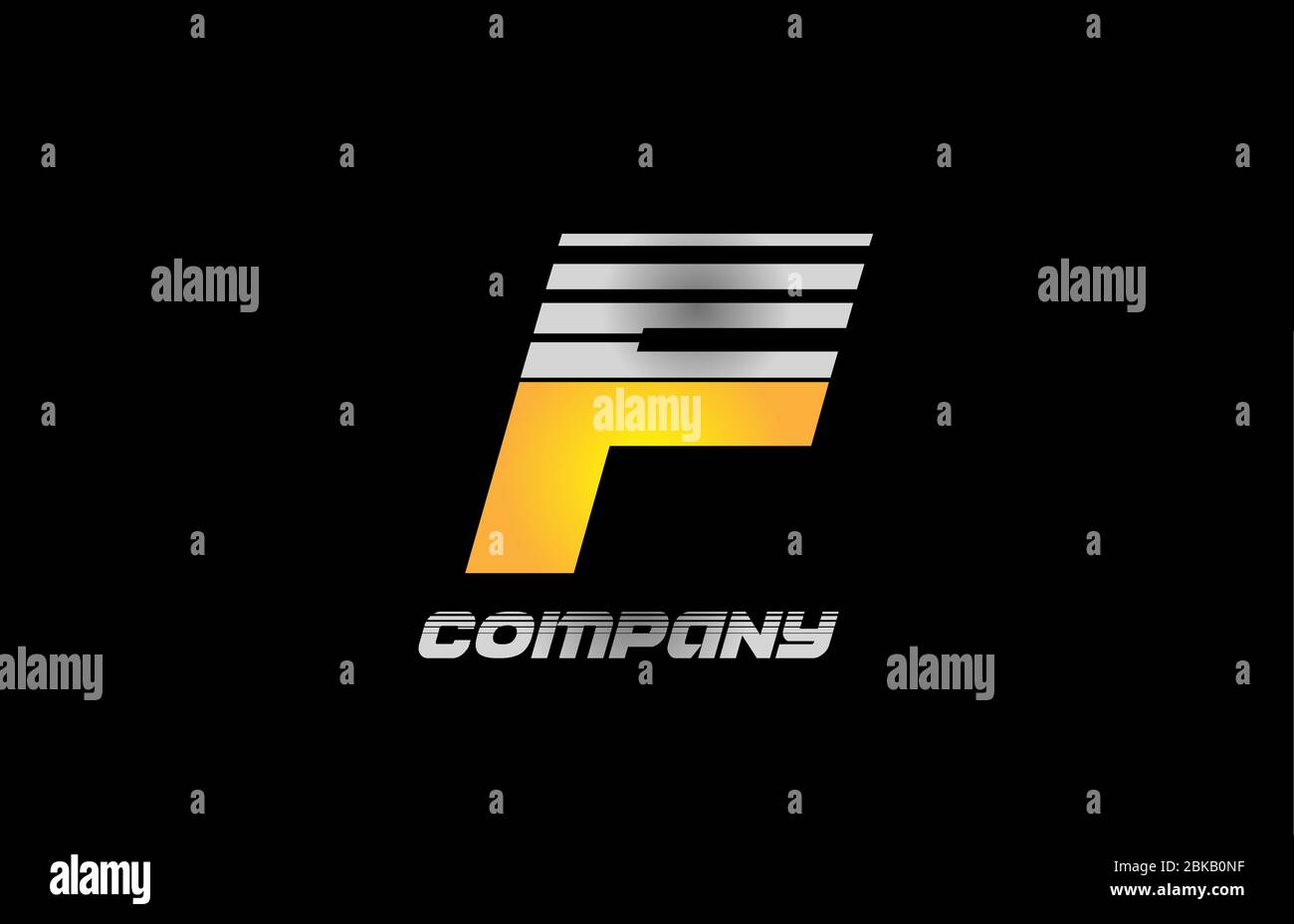 F alphabet letter logo icon for company and business with yellow ...