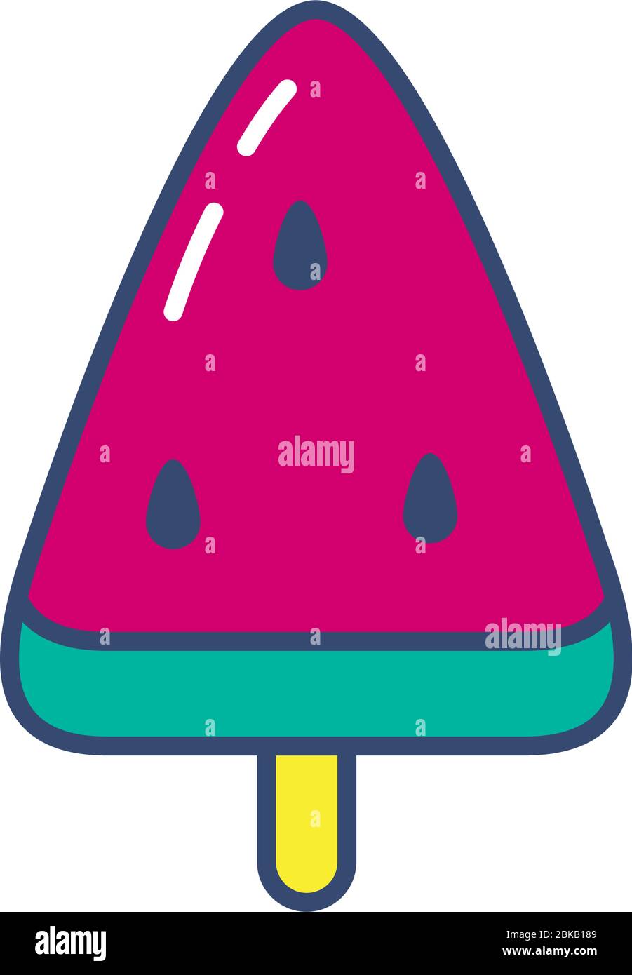 watermelon ice lolly icon over white background, line and fill style ...