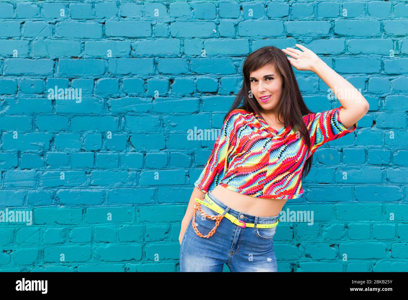 Street shaabi dance and urban dancer concept - Cheerful belly dancer ...