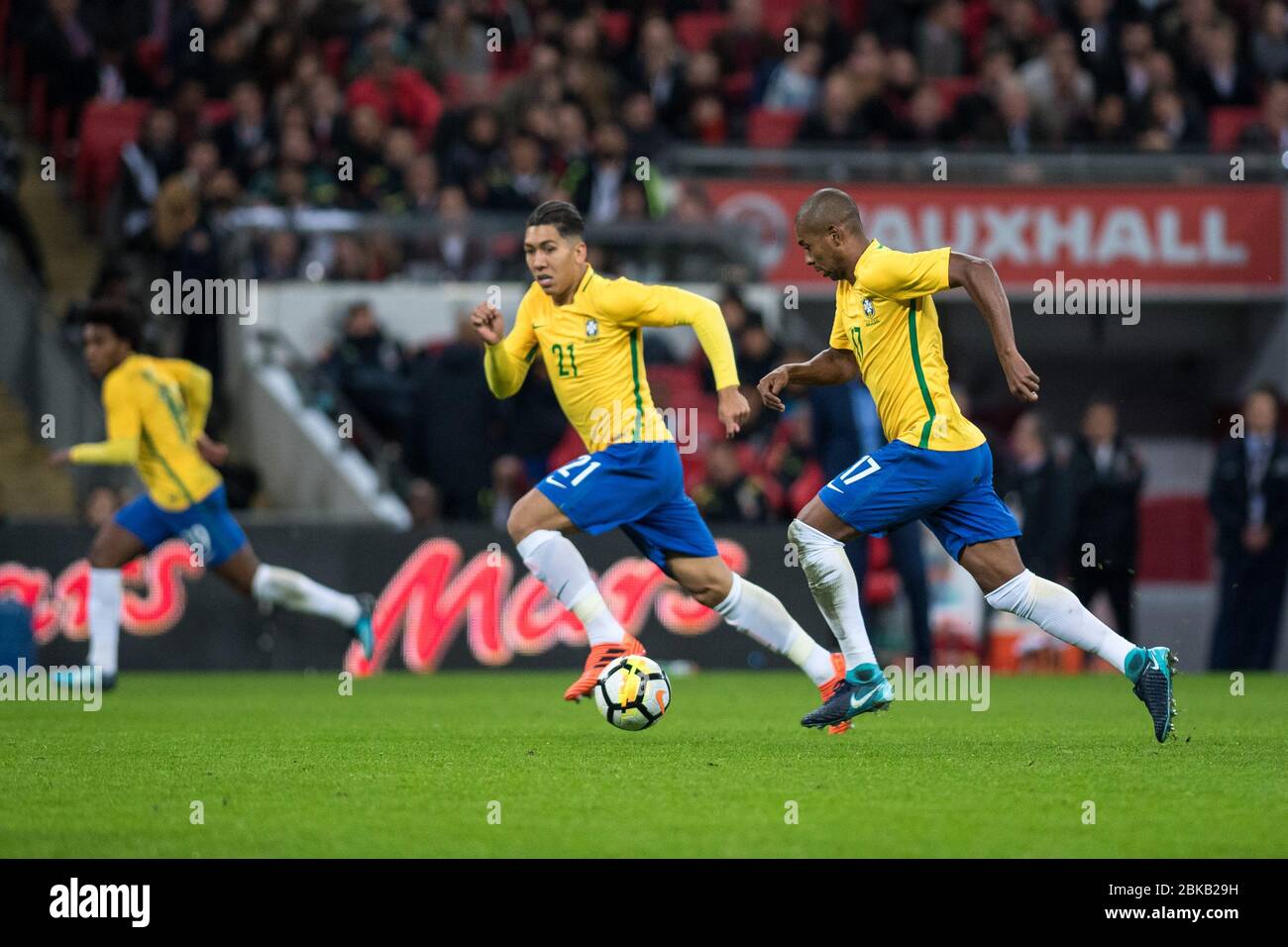 National team of Brazil at Wembley in match against England Stock Photo ...