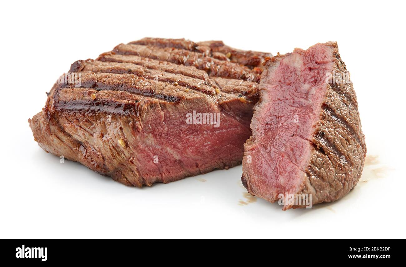 grilled beef fillet steak meat isolated on white background Stock Photo ...