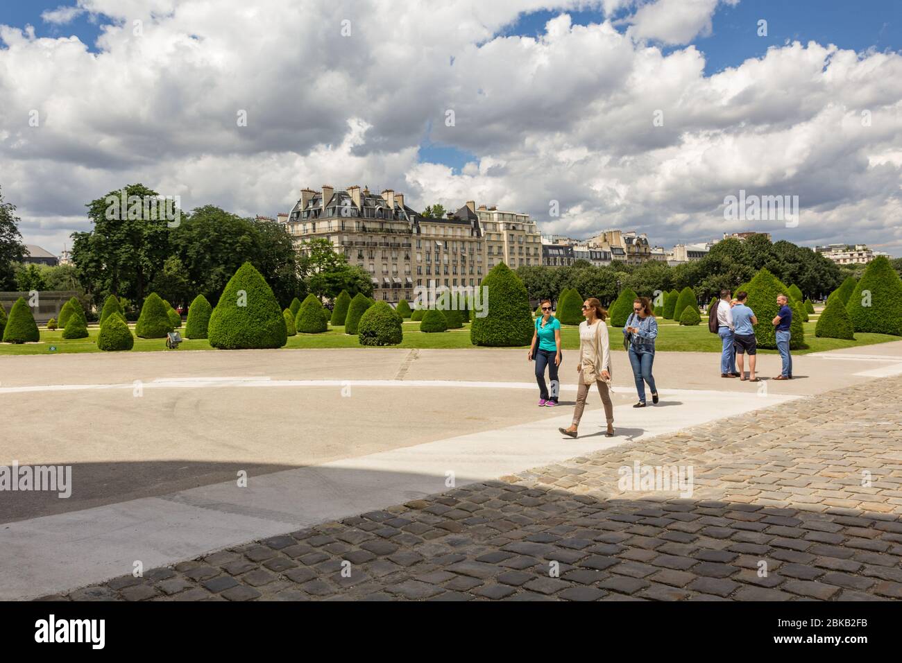 Paris, France - June 25, 2016: Beautiful green Park bitween Les ...