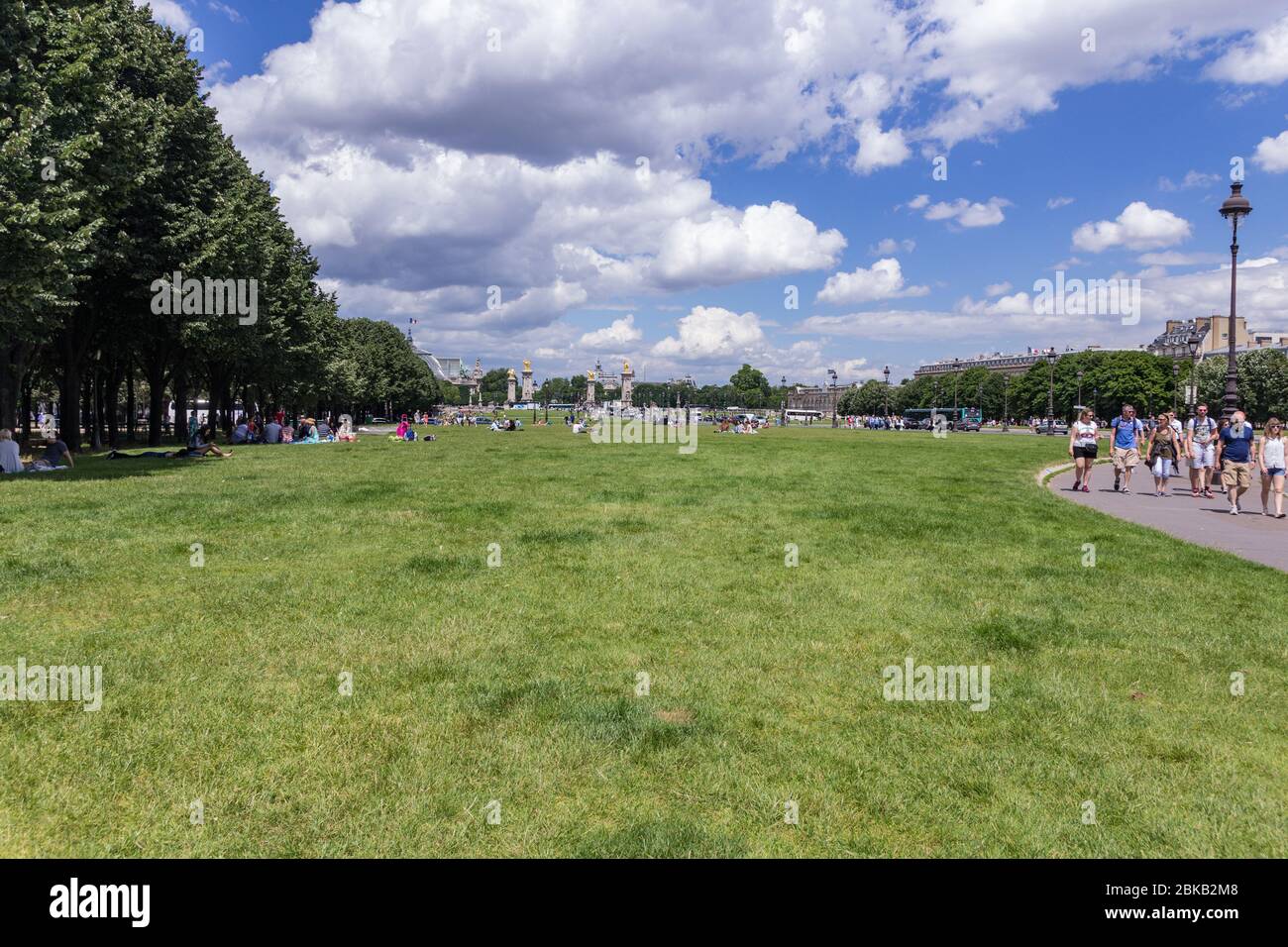Paris, France - June 25, 2016: Beautiful green Park bitween Les ...