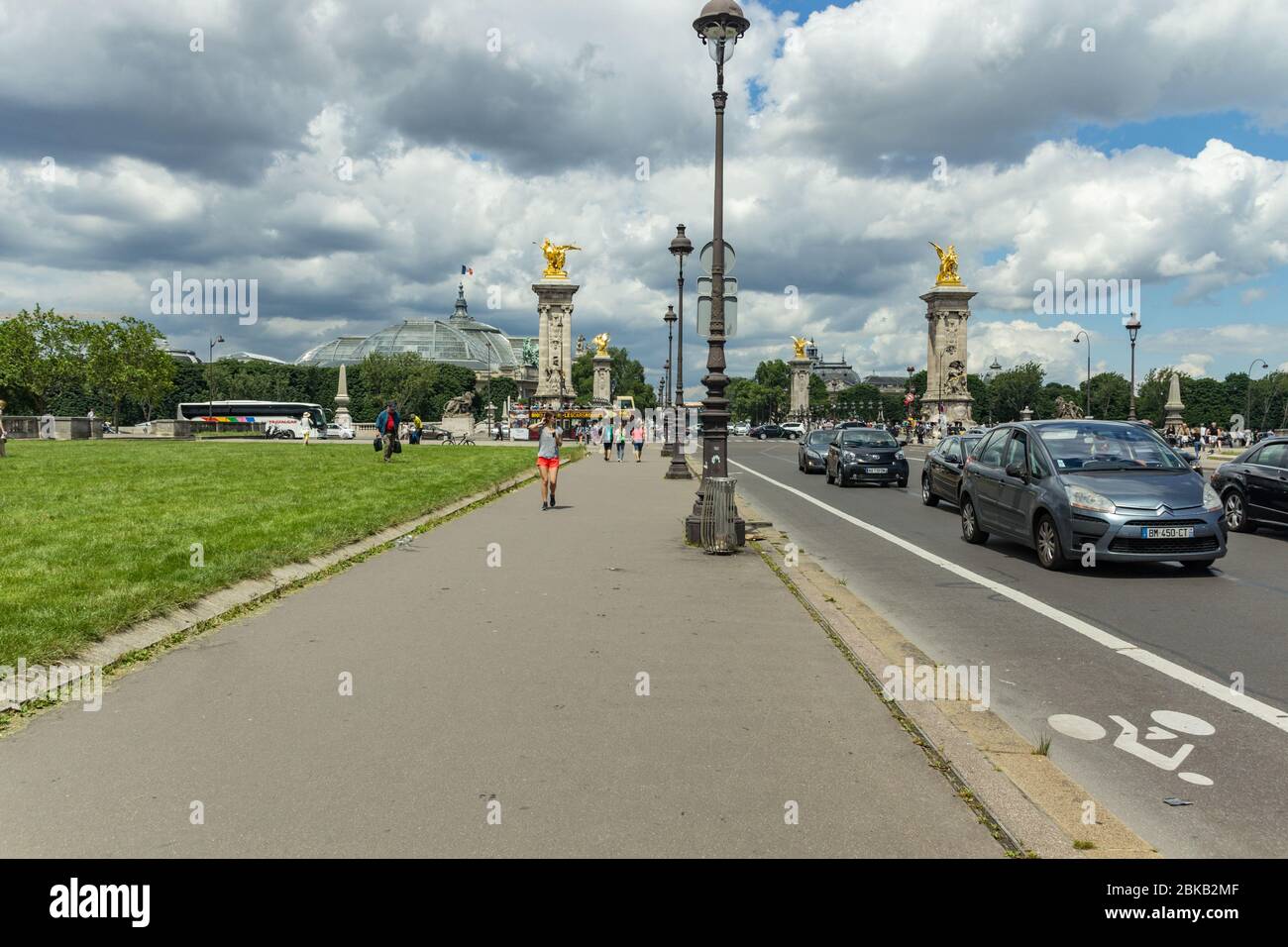 Paris, France - June 25, 2016: Beautiful green Park bitween Les ...