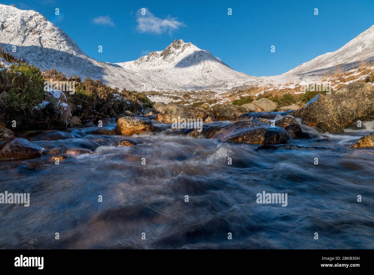 arran mountain scene in deep midwinter with snow Stock Photo - Alamy