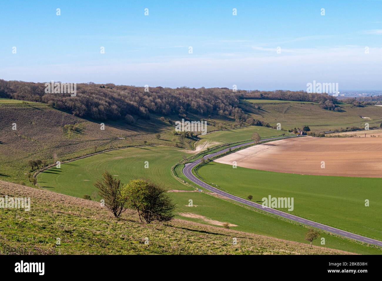 A very quiet A280 road at Longfurlong between Findon and Clapham in ...