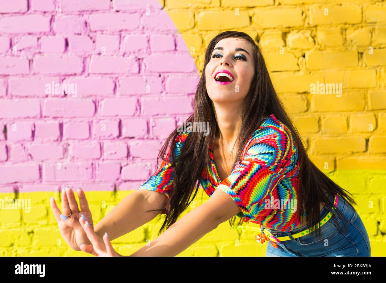 Street shaabi dance and urban dancer concept - Cheerful belly dancer ...