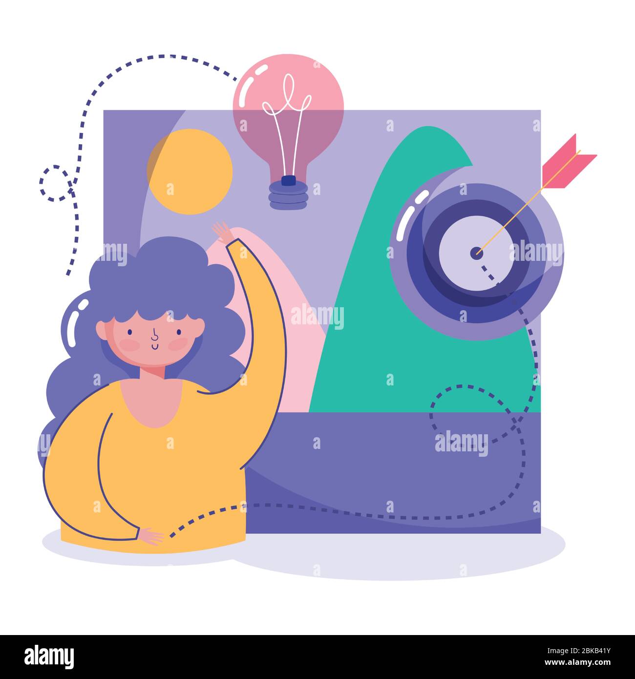 people creativity technology, girl photo target arrow bulb idea vector ...
