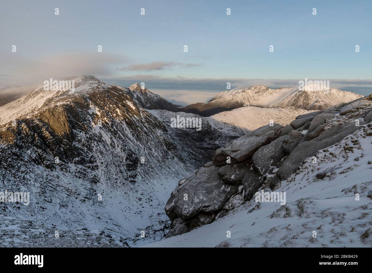mountain top views of arran mountains in midwinter Stock Photo - Alamy