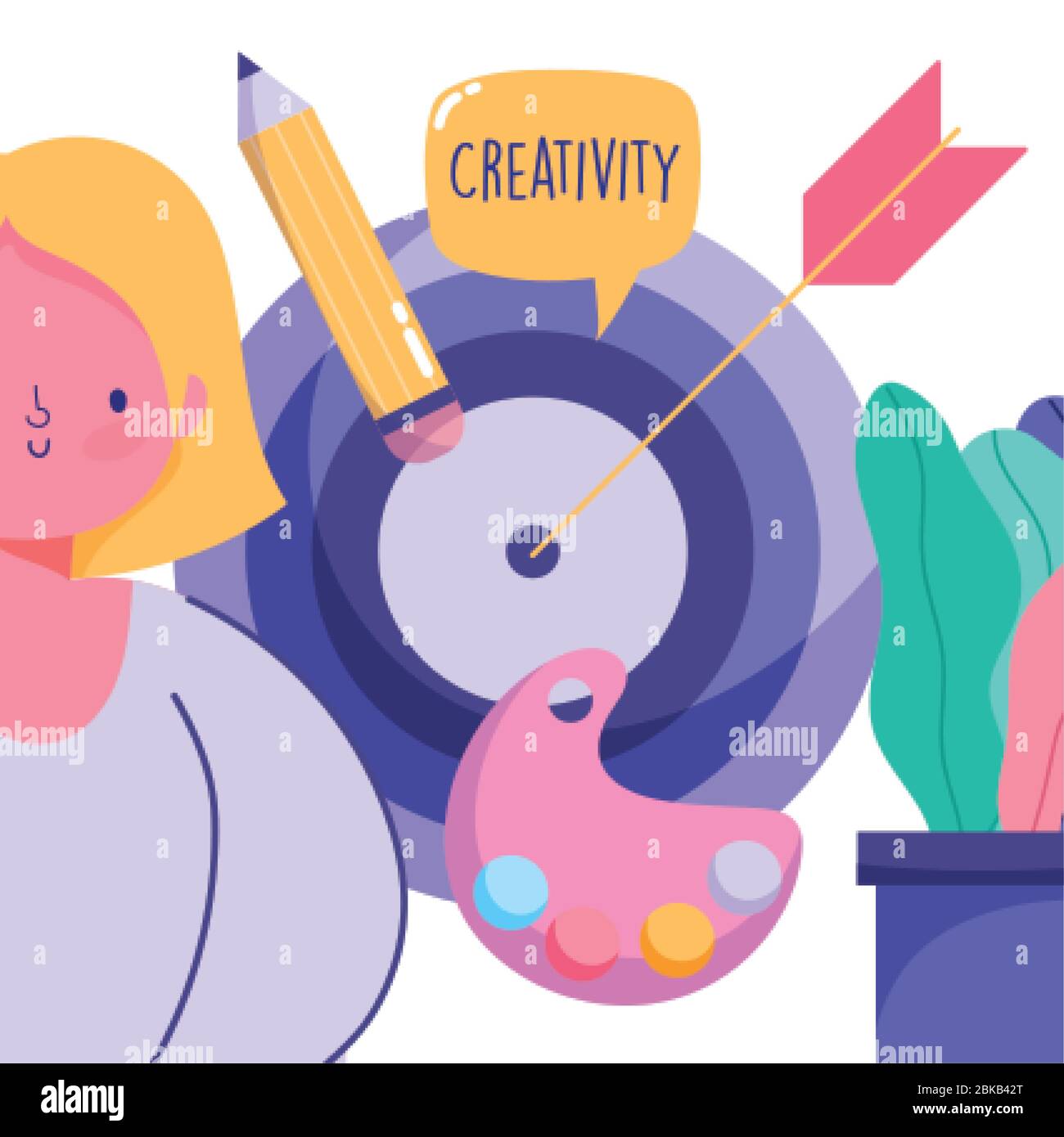people creativity technology, young woman target arrow pencil and ...