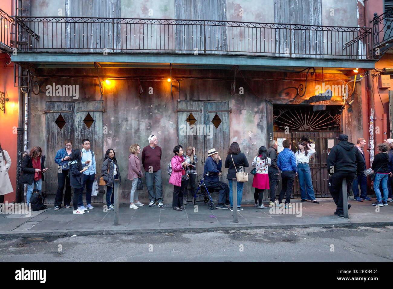 New Orleans, Louisiana, USA - 2020: People wait in line before a live ...