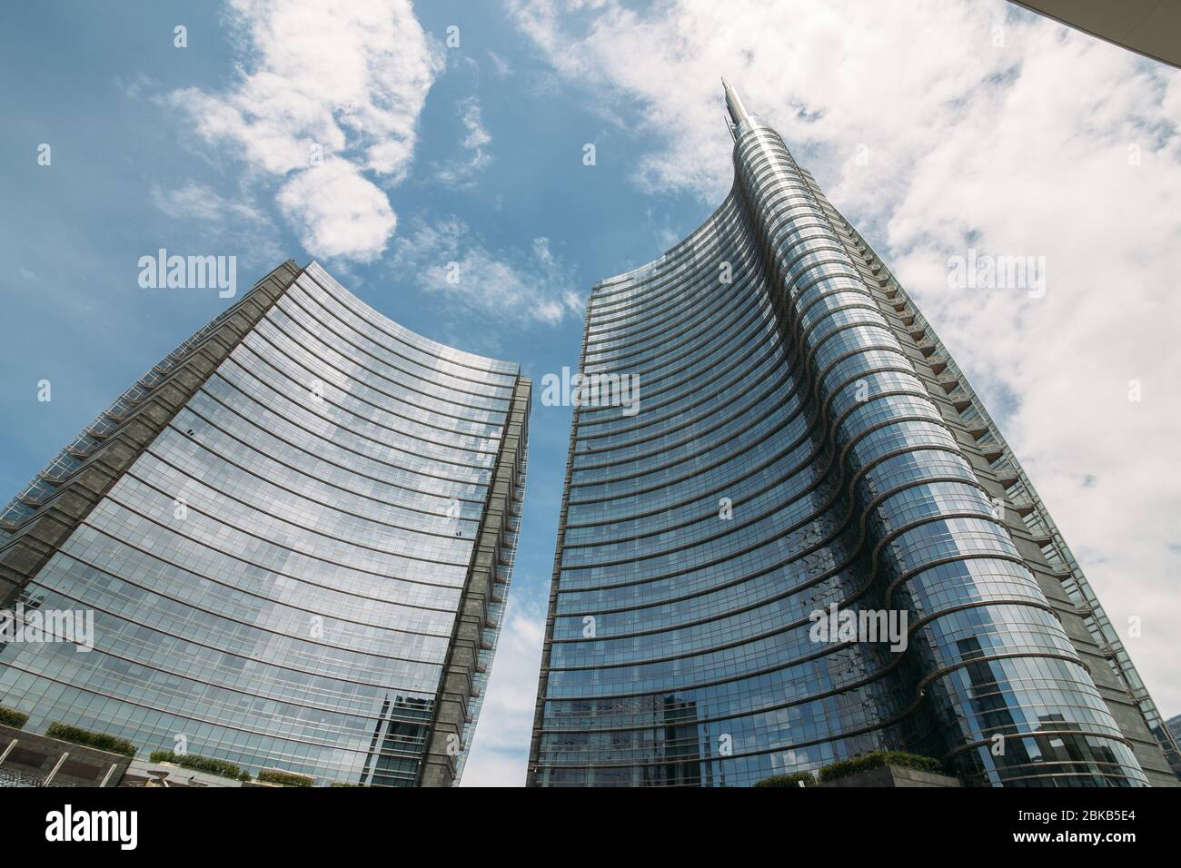 round office building on a background of blue sky with clouds Stock ...