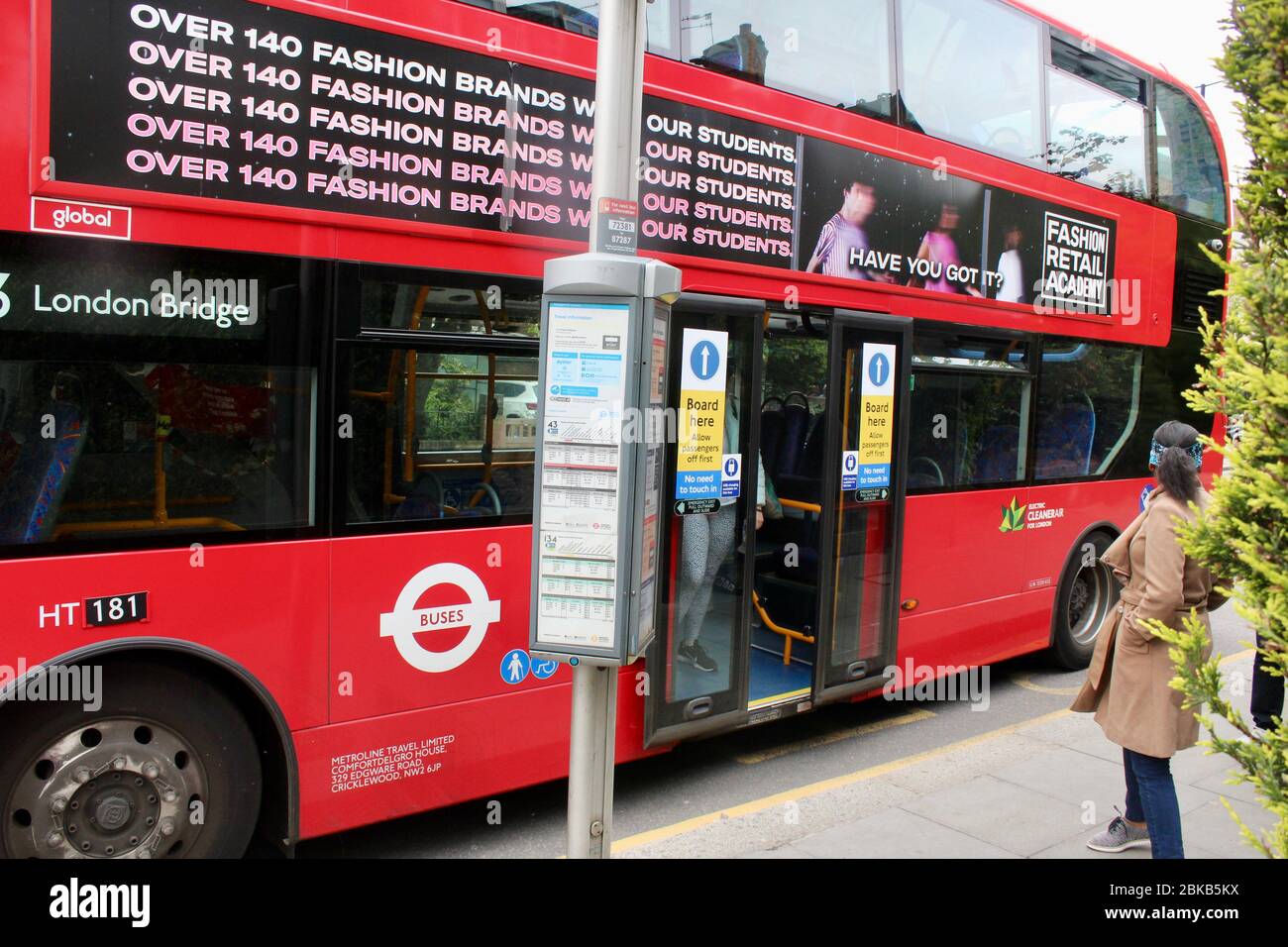 london bus with middle door access and boarding only during corona ...