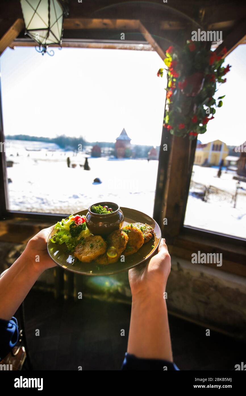 Belarusian traditional eat food draniki Stock Photo - Alamy