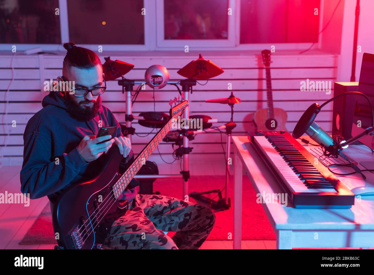 Create music and a recording studio concept - Bearded funny man ...