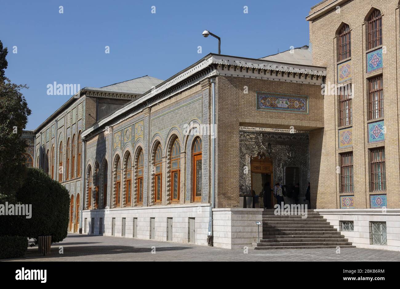 The side portico of Talar-e Berelian (Hall of Brilliance) of Golestan ...