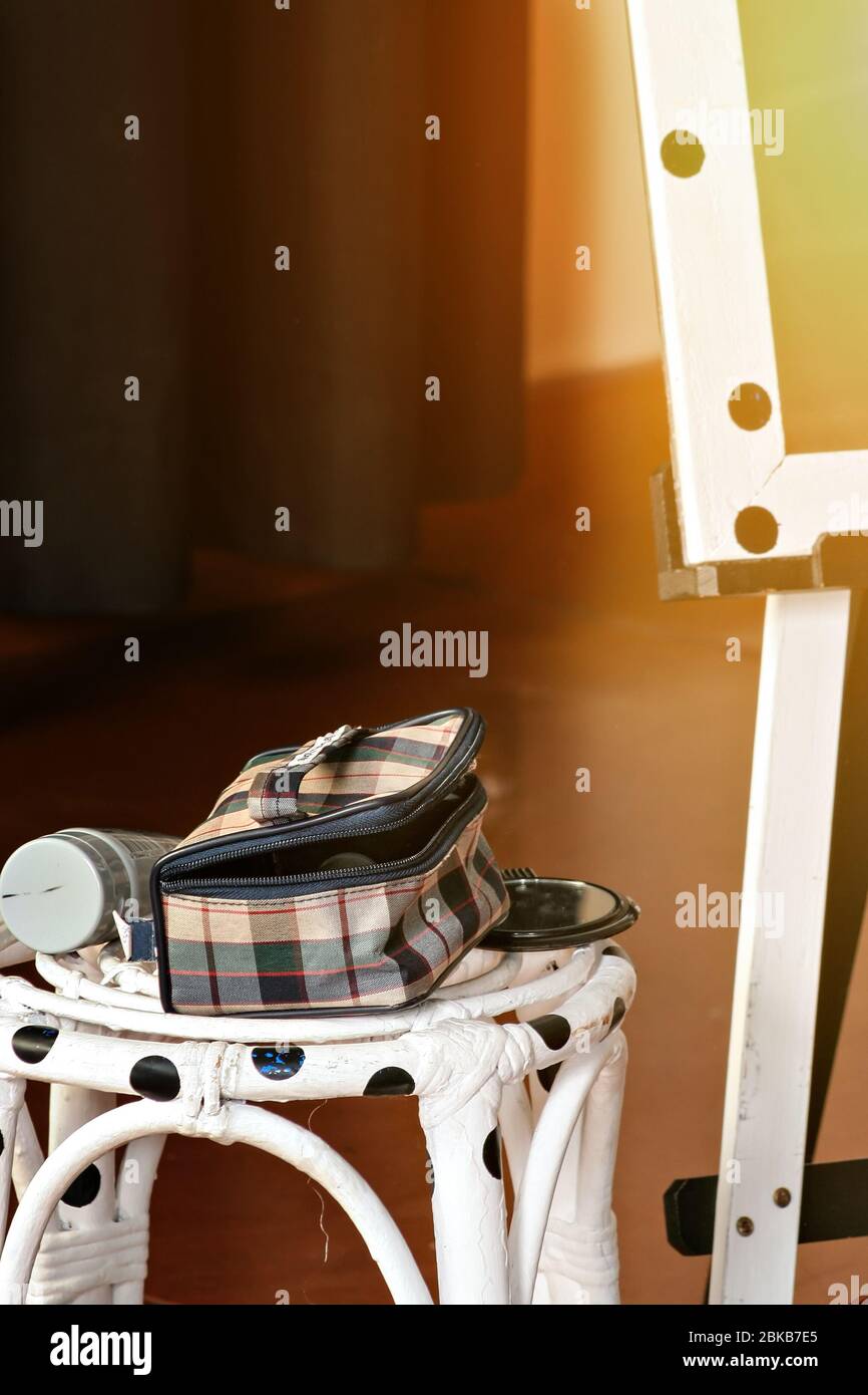 Mime toiletry bag with mirror for preparing the show. Mime off the ...