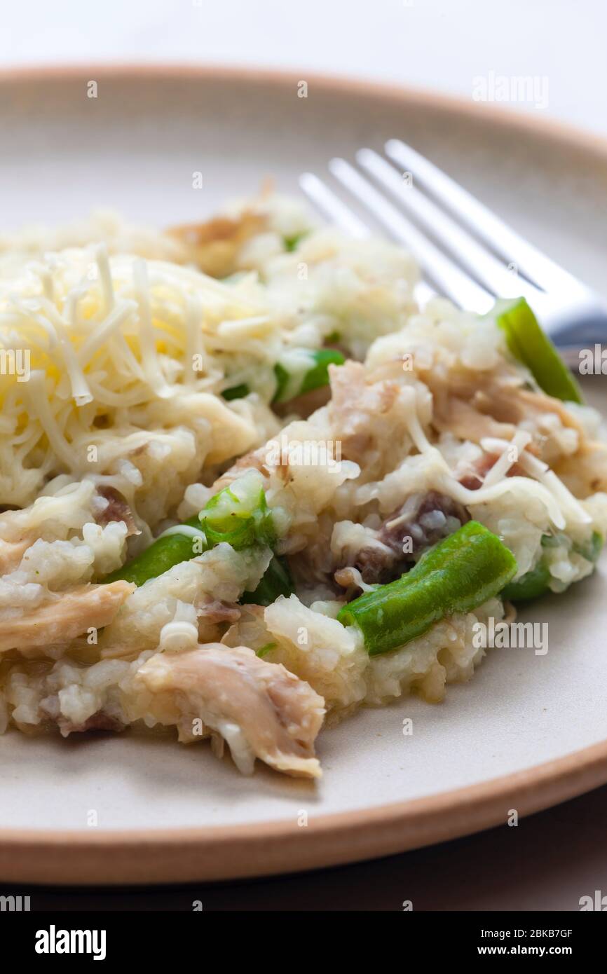 Czech risotto with chicken meat and green beans Stock Photo - Alamy
