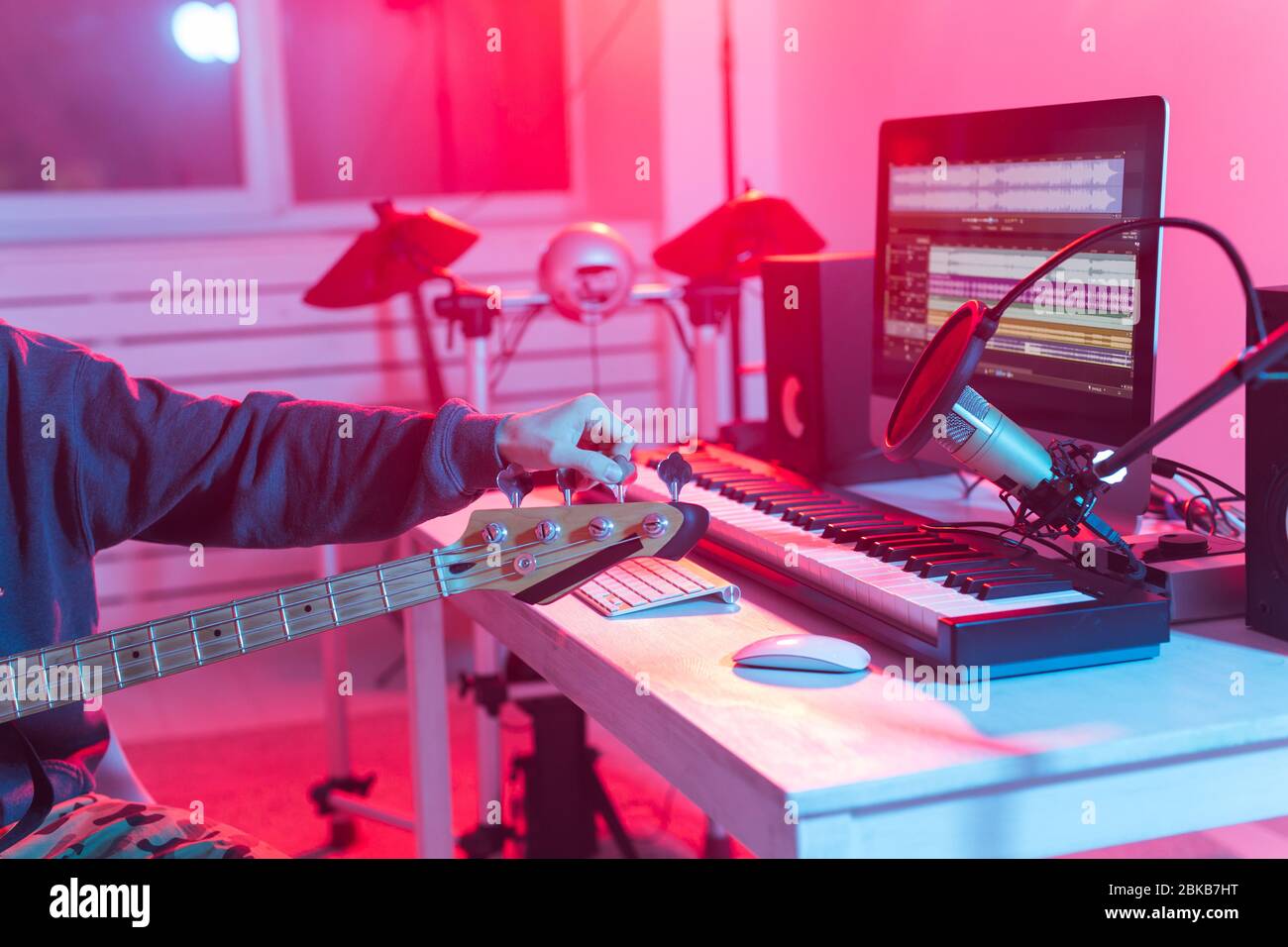 Musician and making music concept - Male sound producer working in ...