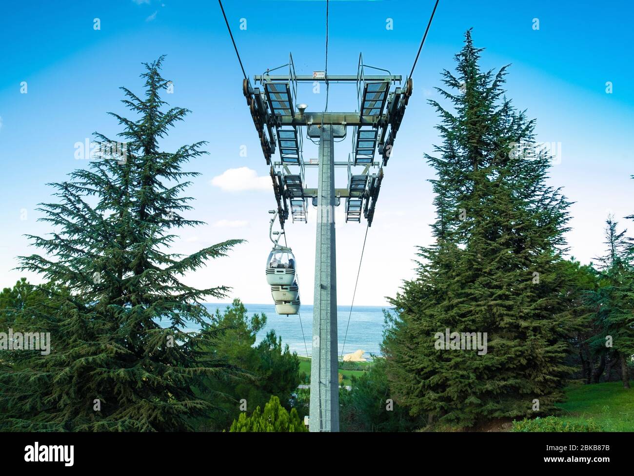 Samsun / Turkey - October 2019: City center view, street, rail road and ...