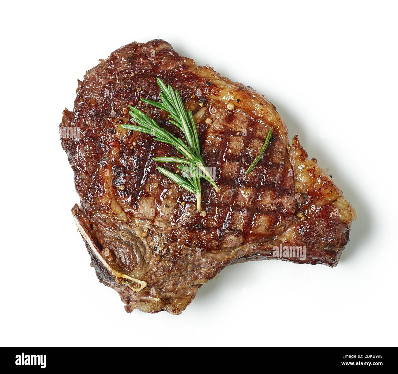 grilled beef steak isolated on white background, top view Stock Photo ...