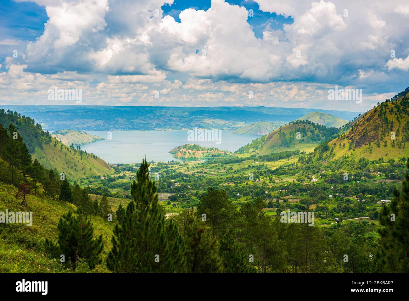 Lake Toba and Samosir Island view from above Sumatra Indonesia. Huge ...