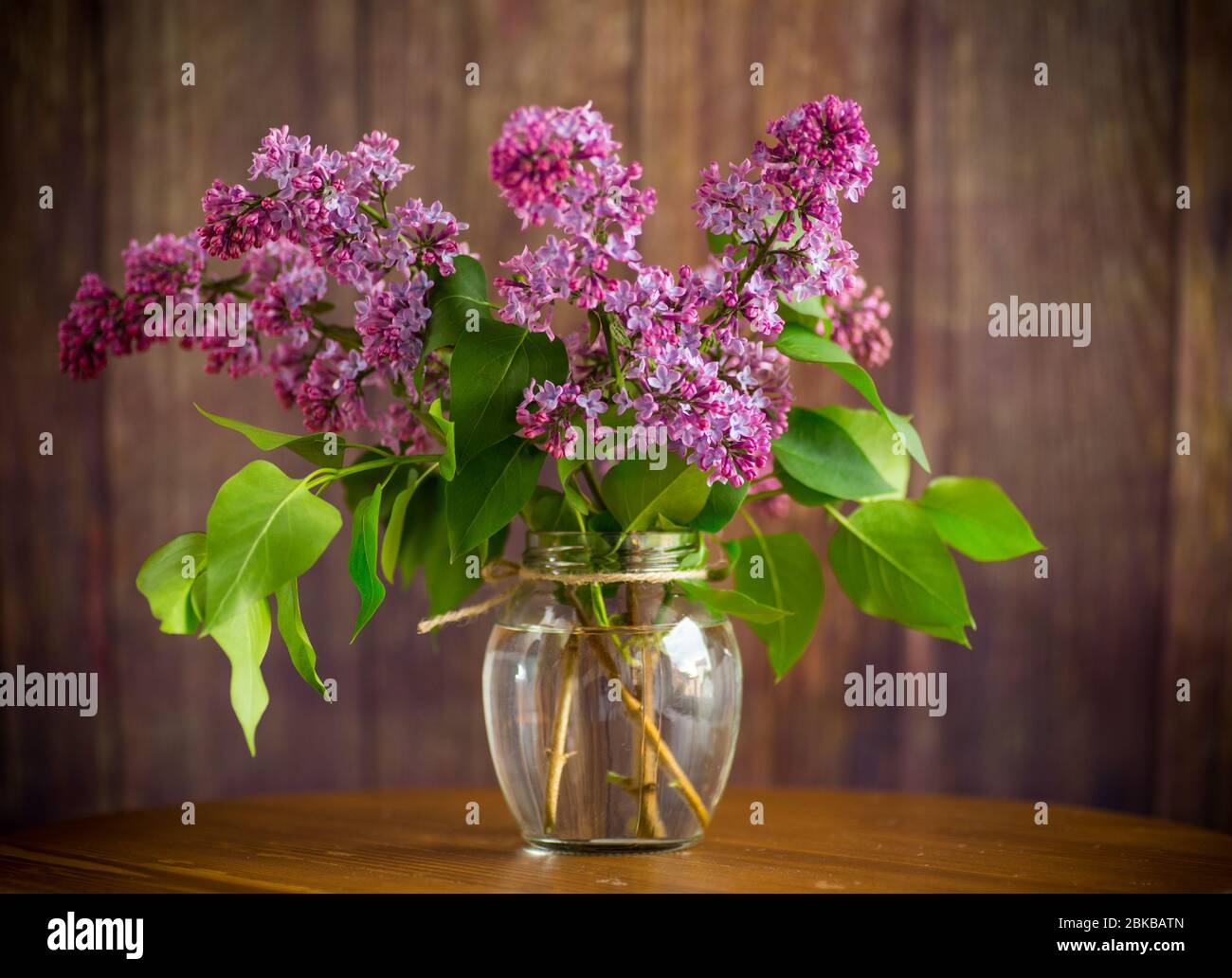 bouquet of beautiful blooming lilacs in a glass vase Stock Photo - Alamy