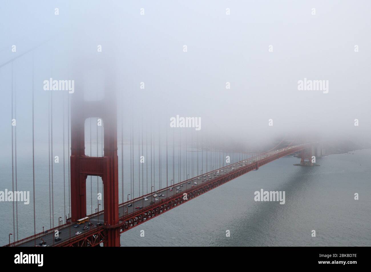 Golden gate bridge in fog, San Francisco, California, USA Stock Photo ...