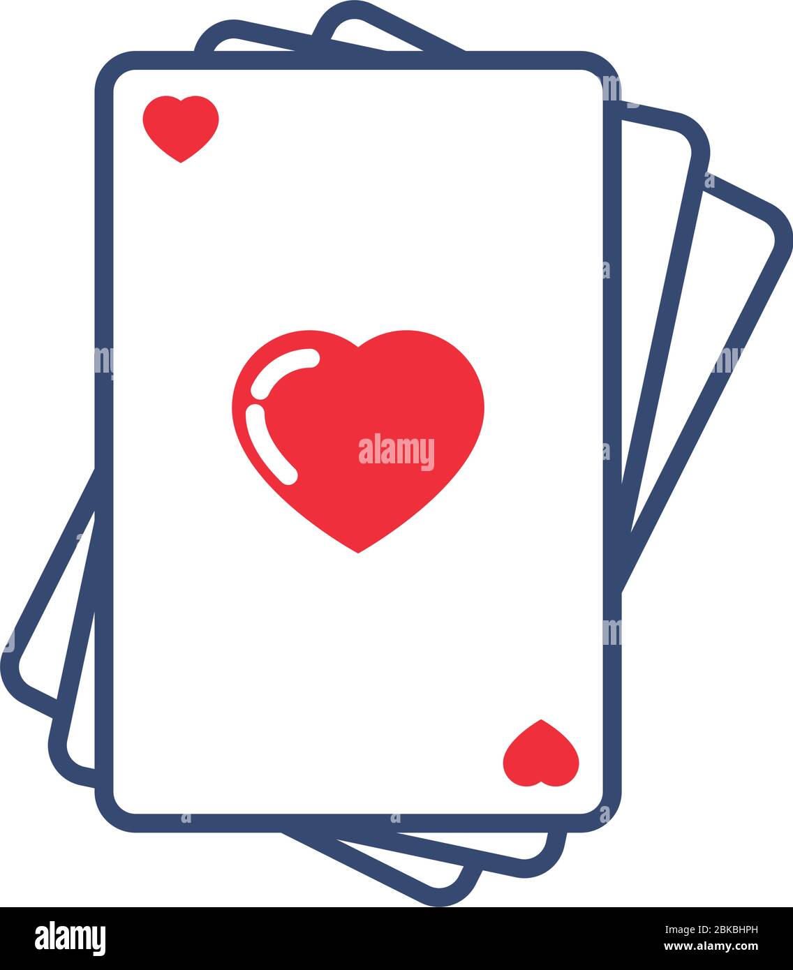 gambling cards icon over white background, line and fill style, vector ...