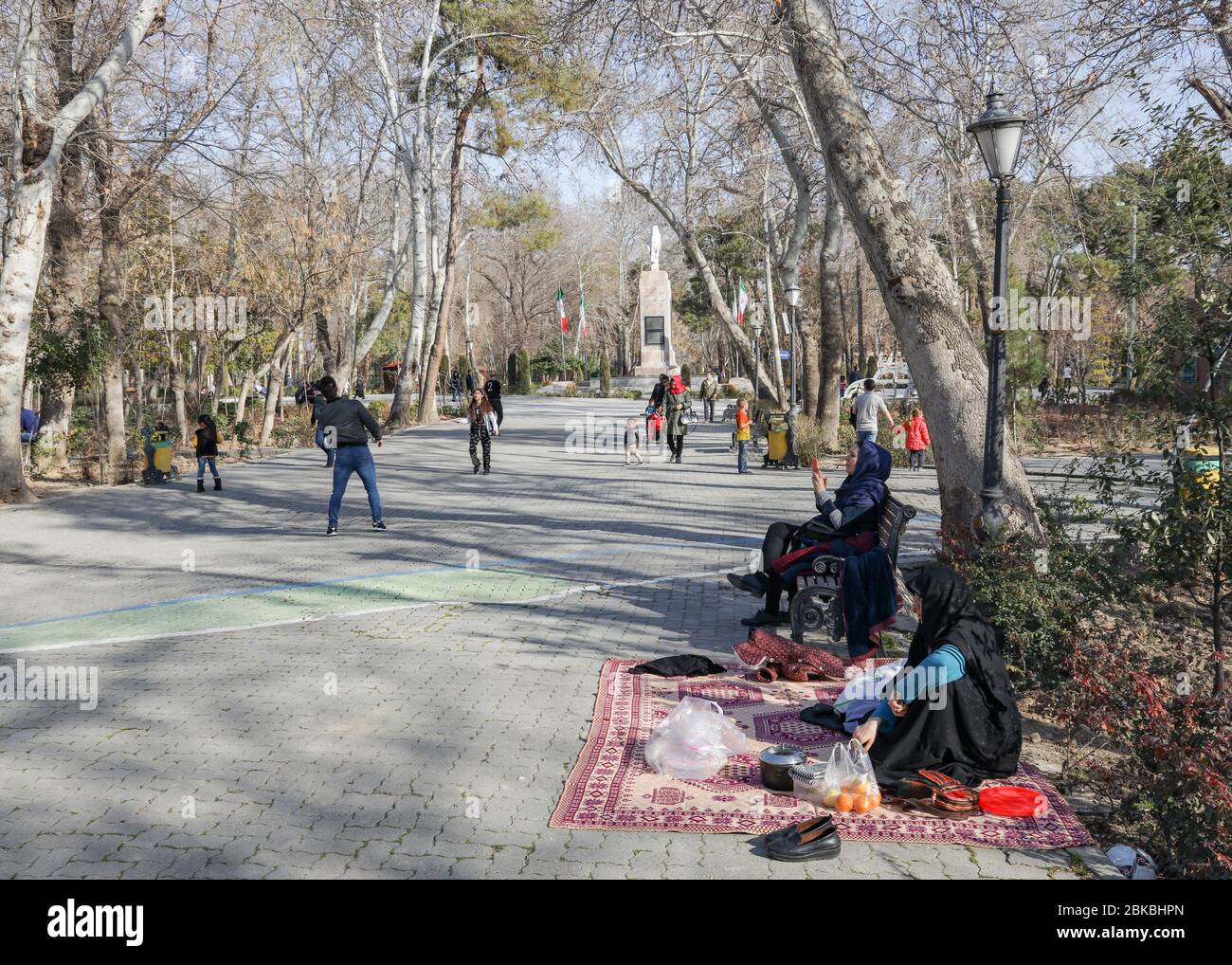 People enjoying the weekend in the City Park (Park e Shar,Tehran, Iran ...