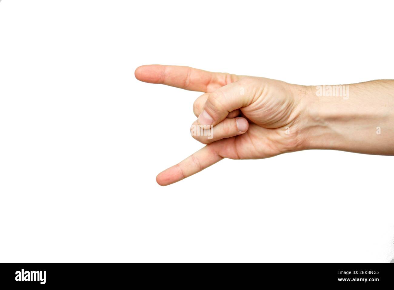 Hand fingers in metal style, or goat symbol isolated white color Stock ...