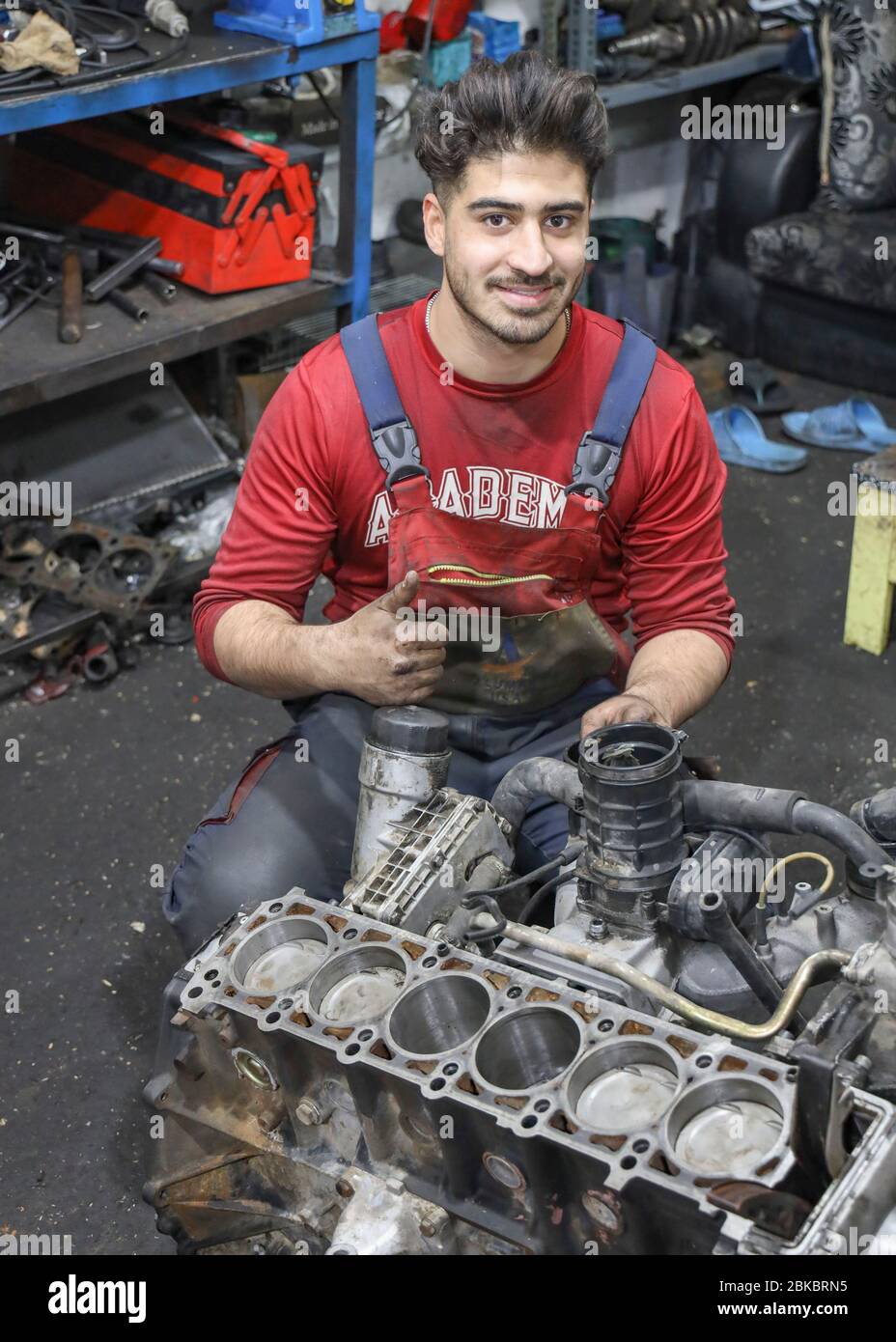 Mechanic repairing car engine in Tehran, Iran, Persia, Middle East ...