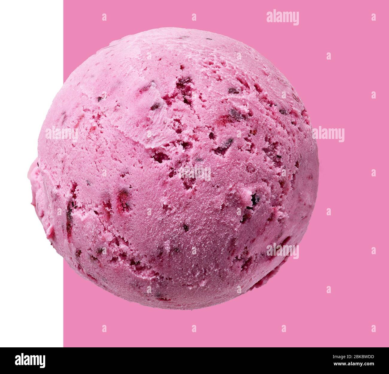 concept of pink ice cream scoop on pink and white color square ...