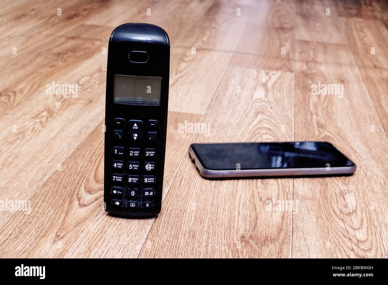 Old push-button telephone and modern smartphone close up Stock Photo ...