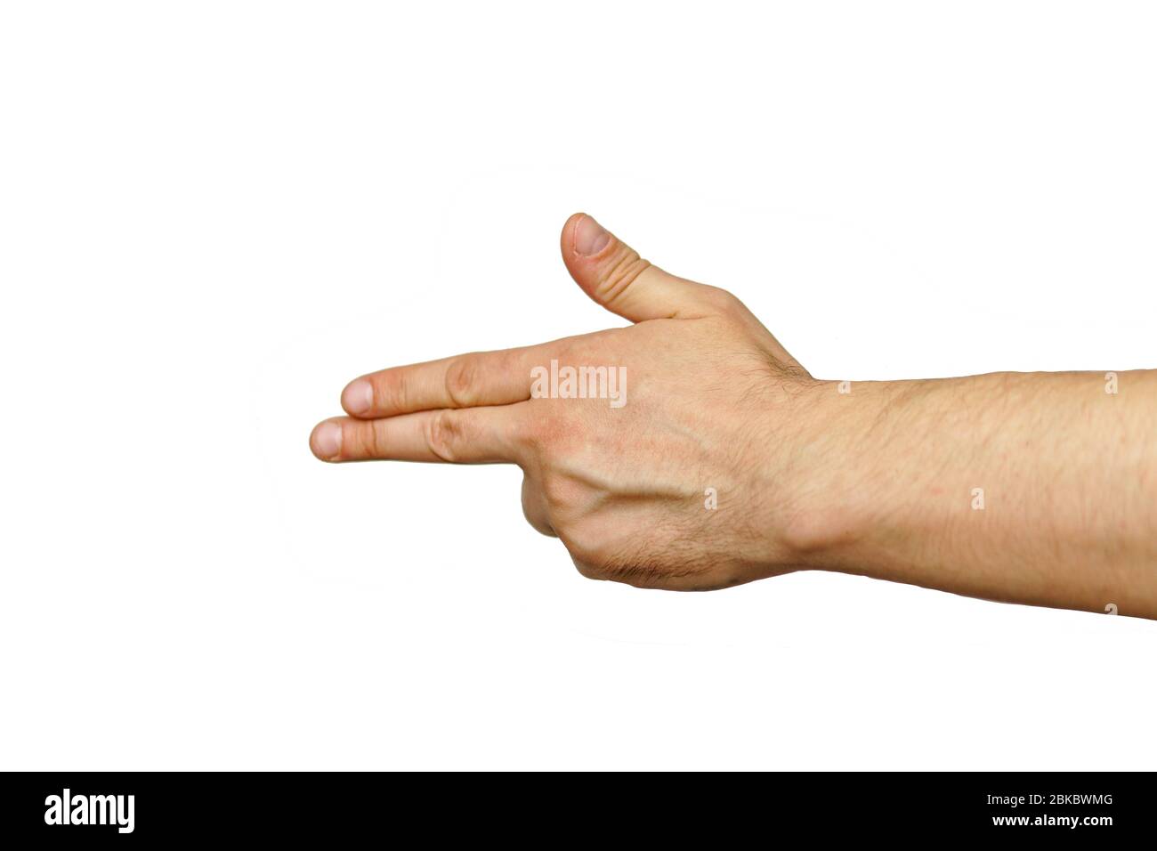 hand fingers forward, the symbol of the gun on a white background ...