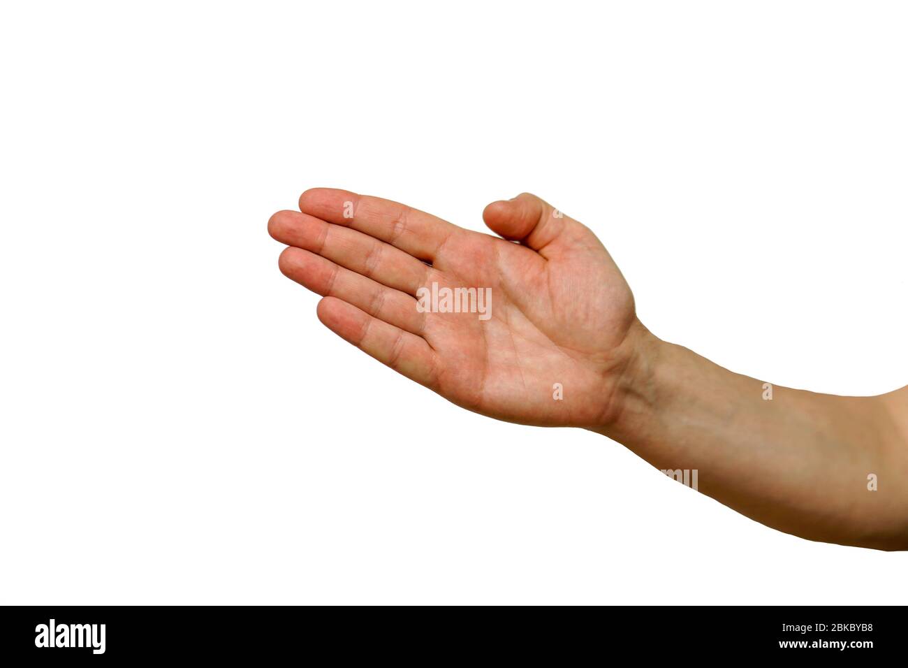 hand blow to white male on white background isolated Stock Photo - Alamy